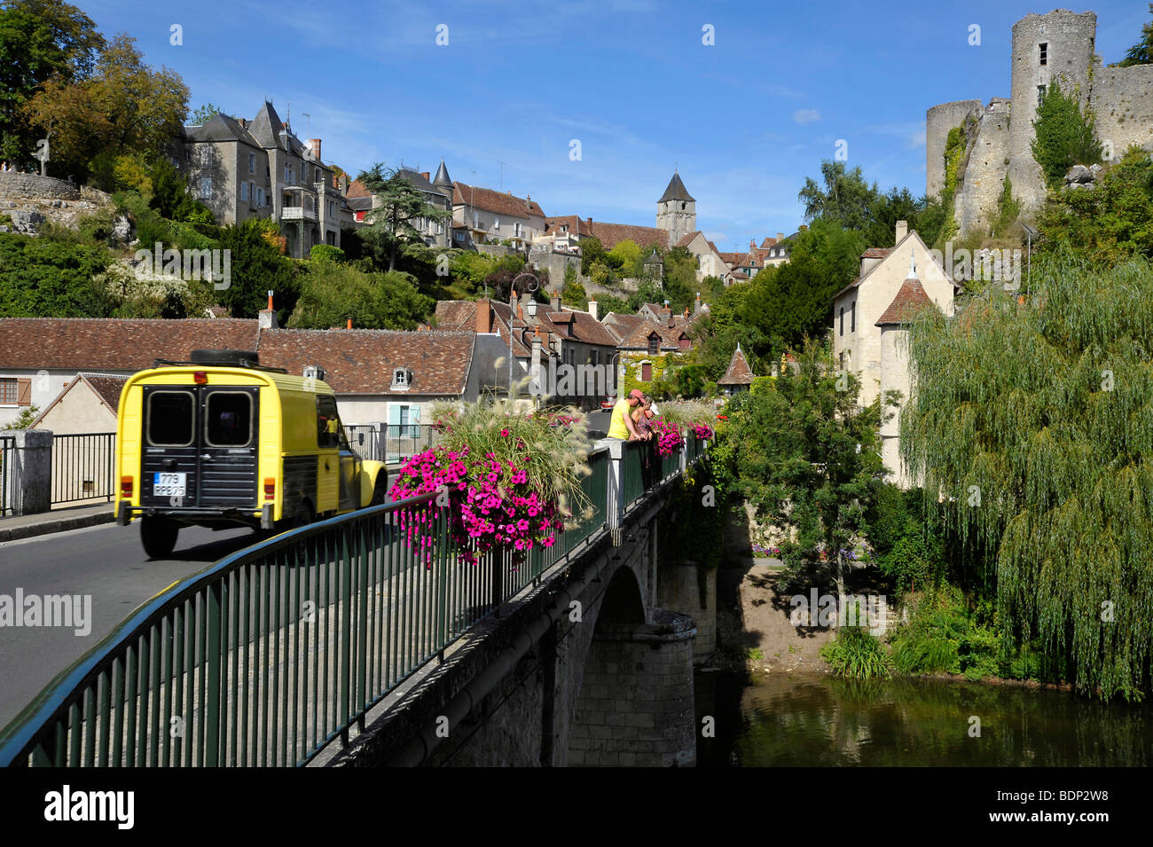 Old historic bridge over the river in the town of Angles sur l' Anglin ...