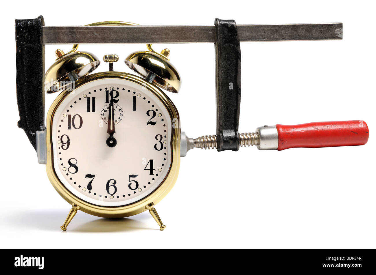 Pressed by time concept symbolized by press and time clock Stock Photo ...