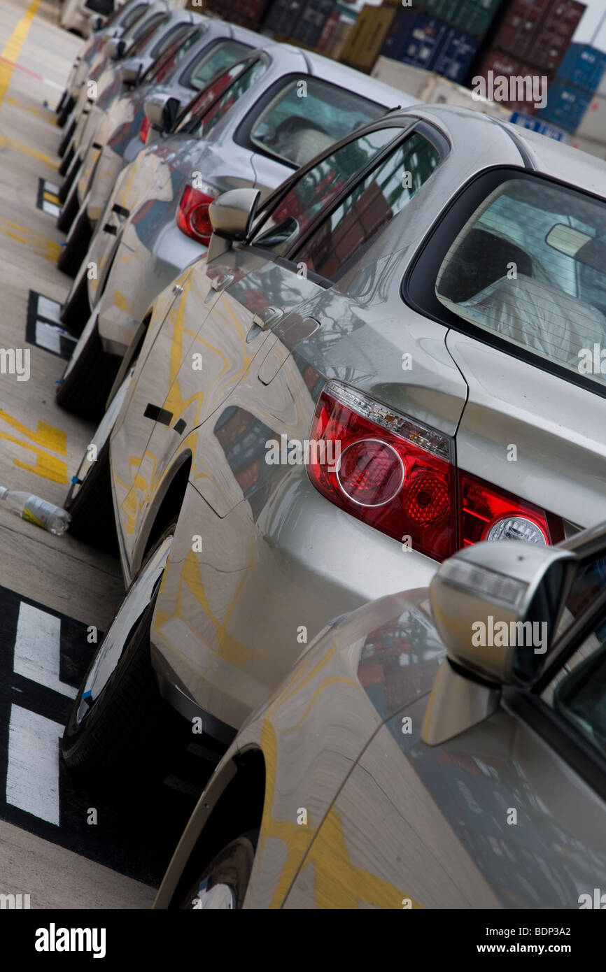 Car import export parked cars shipping pattern Stock Photo - Alamy