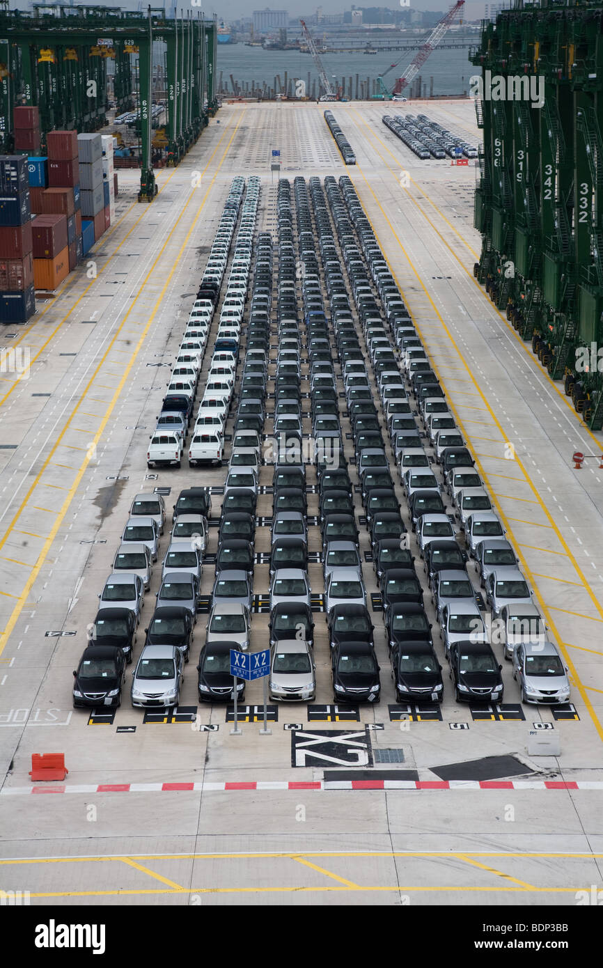 Car import export parked cars shipping pattern Stock Photo - Alamy