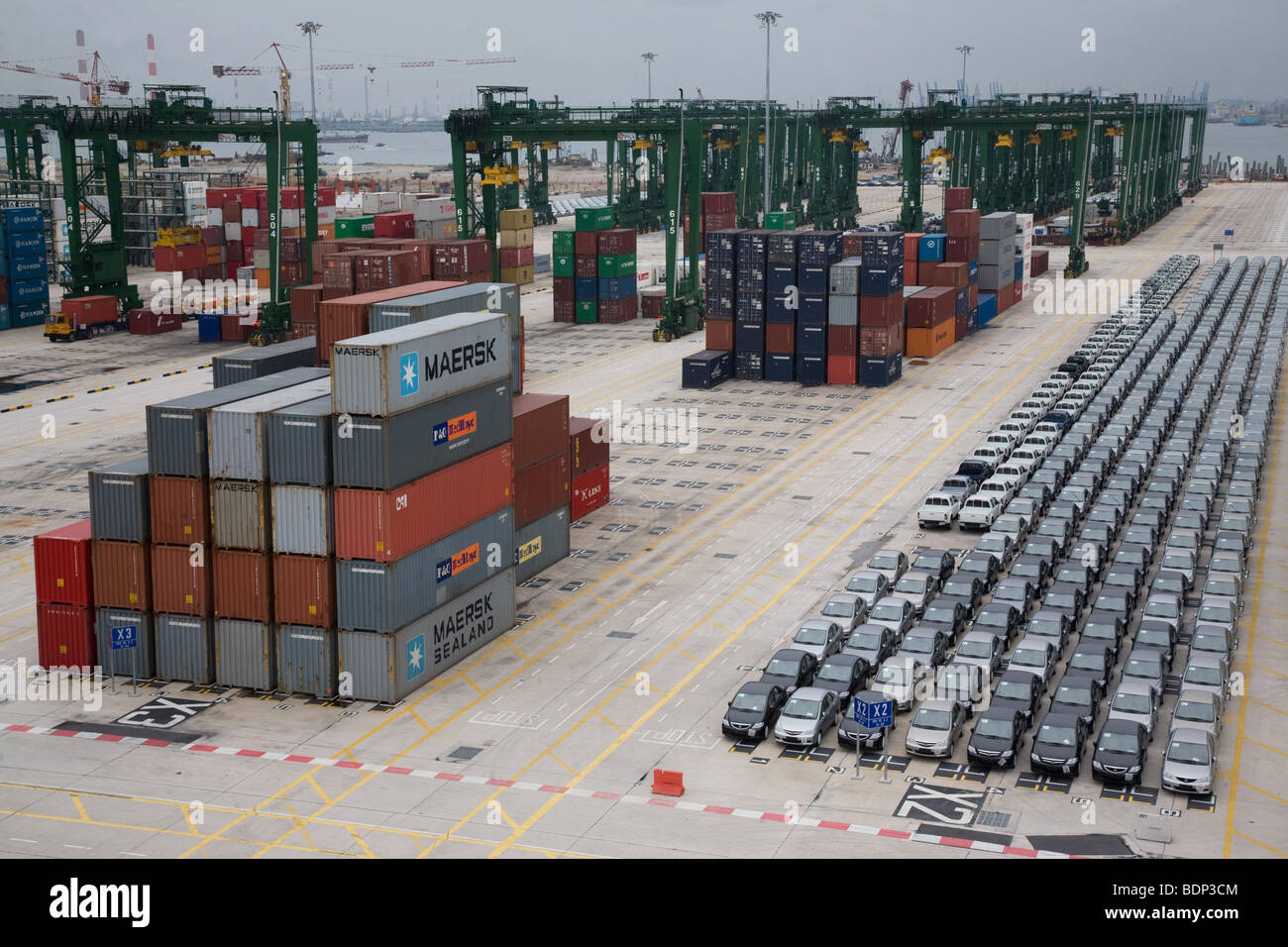 Car import export parked cars shipping pattern Stock Photo - Alamy