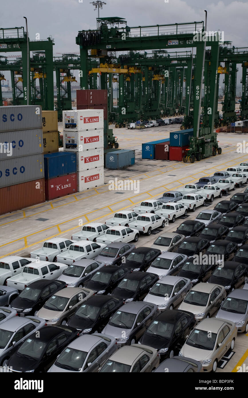 Car import export parked cars shipping pattern Stock Photo - Alamy