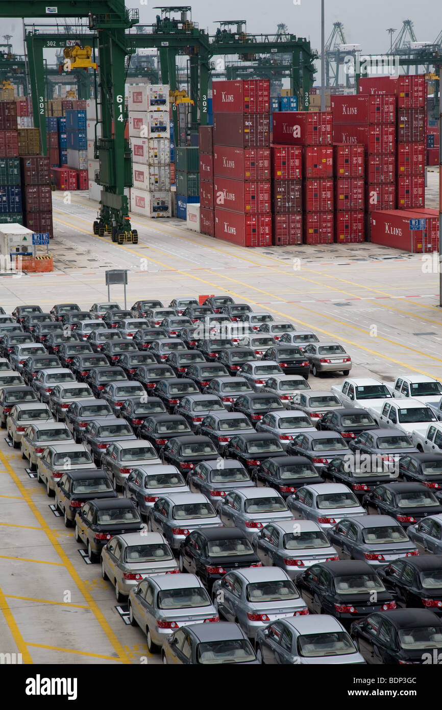 Car import export parked cars shipping pattern Stock Photo - Alamy