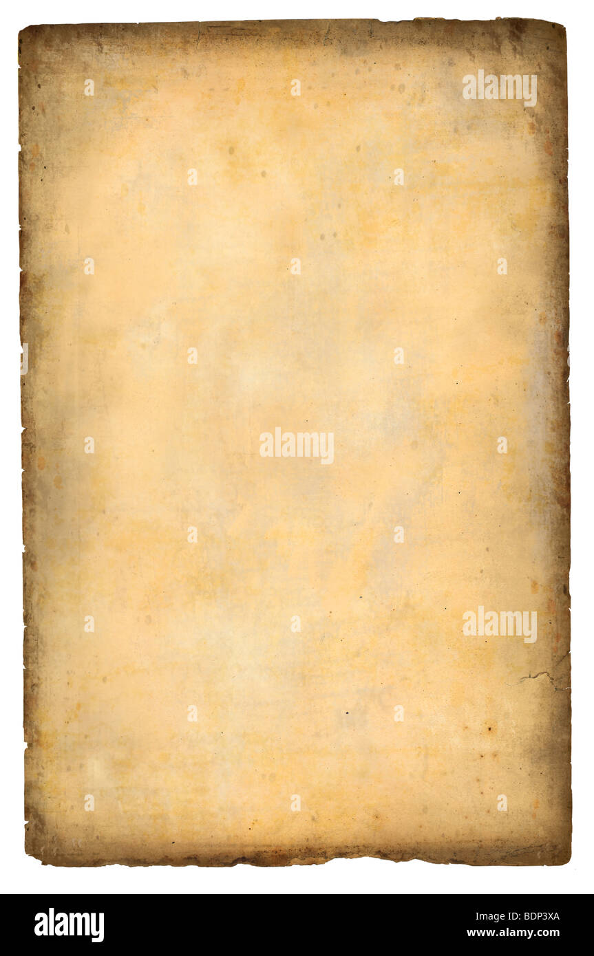 Vintage paper with grunge and tears isolated over a white background ...