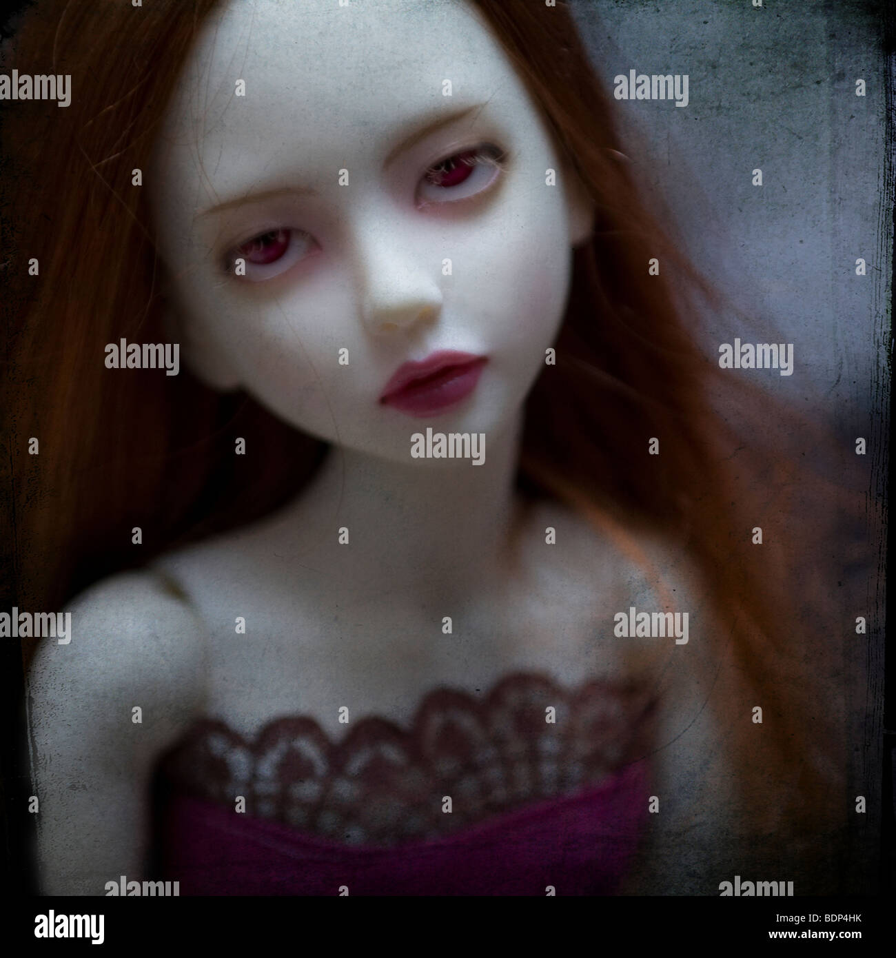 portrait of a doll with red lips Stock Photo - Alamy