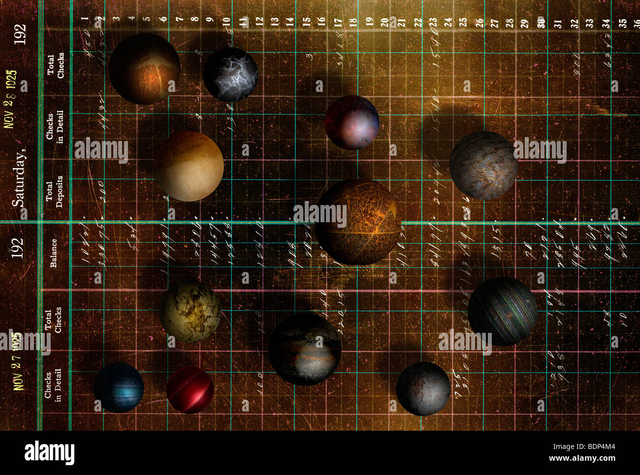 A number of spheres on a chart Stock Photo - Alamy