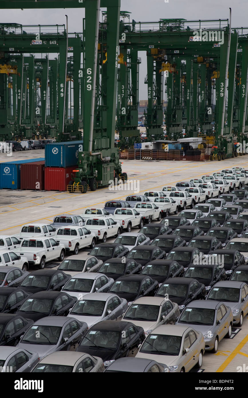 Car import export parked cars shipping pattern Stock Photo - Alamy