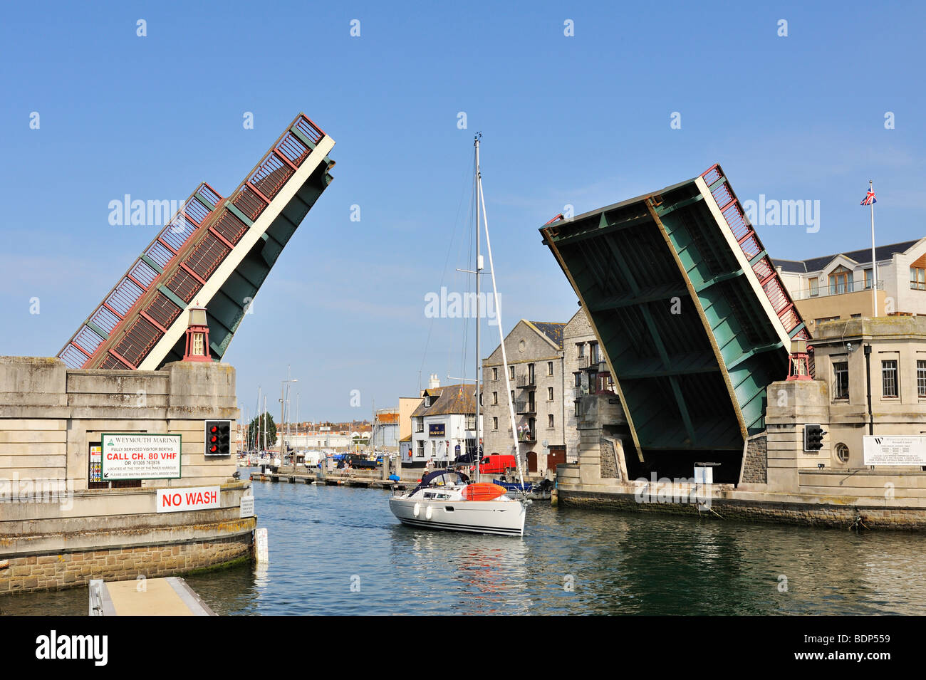 Flap bridge in the port of Weymouth, Dorset, England, UK, Europe Stock ...