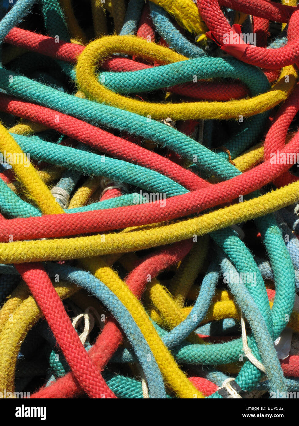 detail of colourful ropes used on fishing boats in port Stock Photo - Alamy