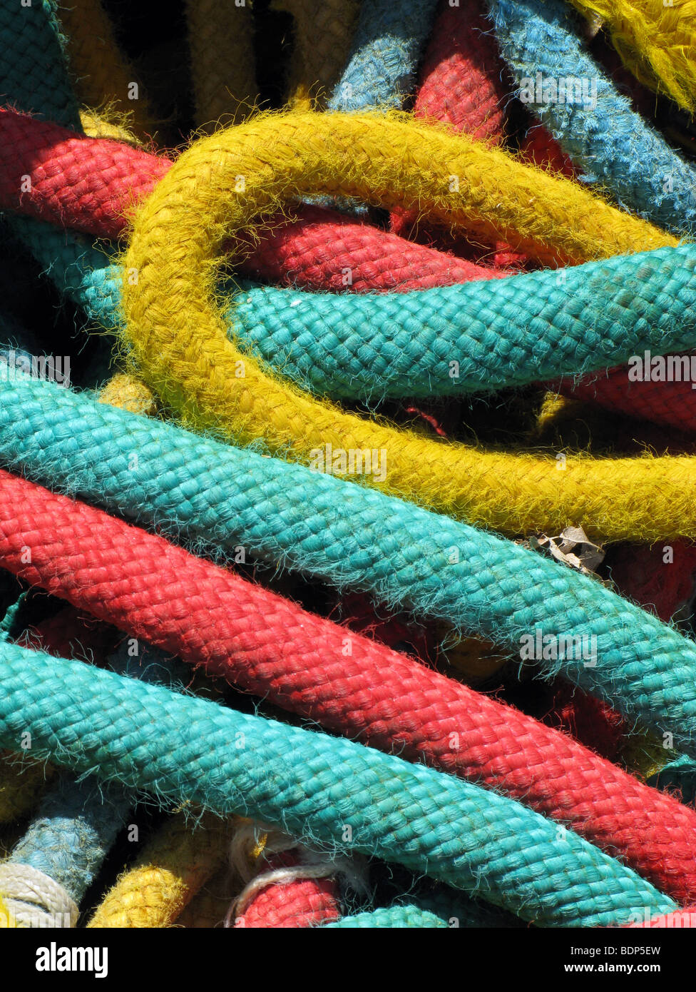 detail of colourful ropes used on fishing boats in port Stock Photo - Alamy
