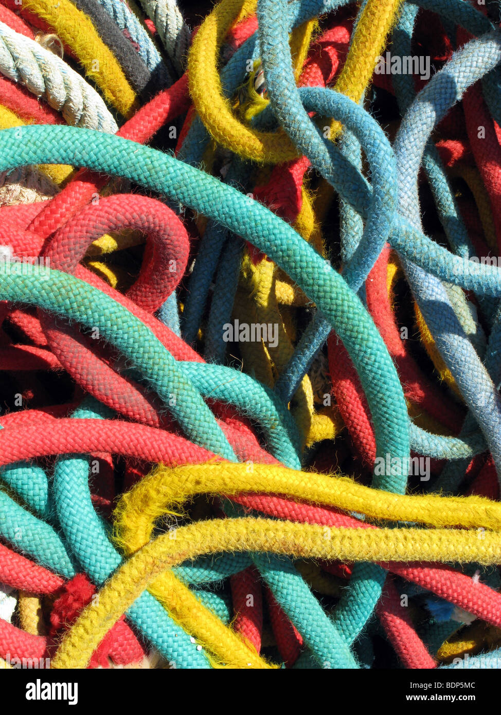 detail of colourful ropes used on fishing boats in port Stock Photo - Alamy