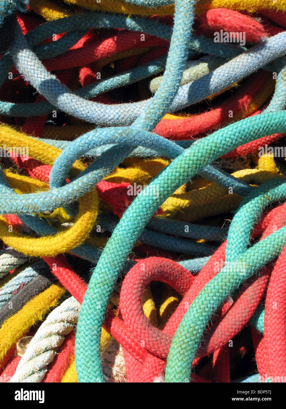 detail of colourful ropes used on fishing boats in port Stock Photo - Alamy