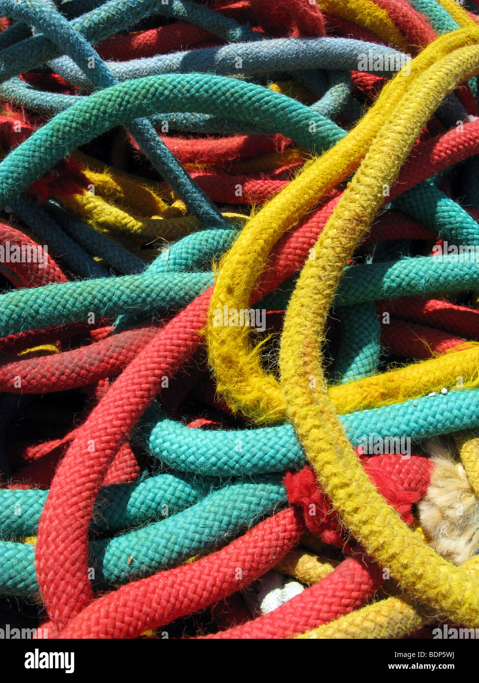 detail of colourful ropes used on fishing boats in port Stock Photo - Alamy