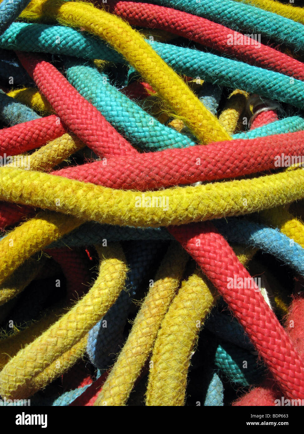detail of colourful ropes used on fishing boats in port Stock Photo - Alamy