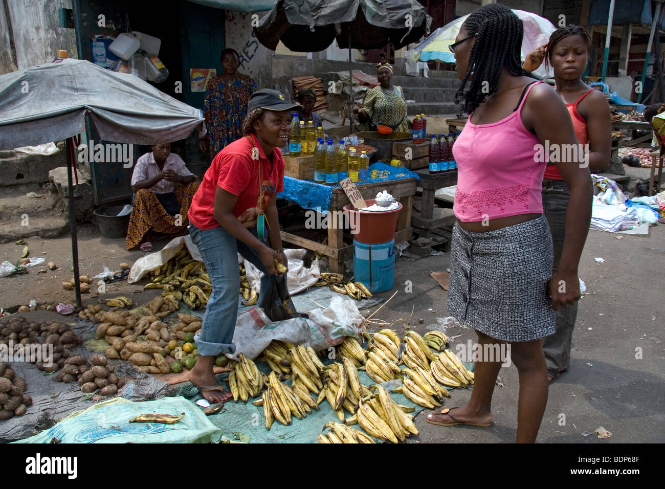 Street Market In Poor Neighborhood Of Grand Moulin Douala Cameroon West Street Market In Poor Neighborhood Of Grand Moulin Douala Cameroon West
