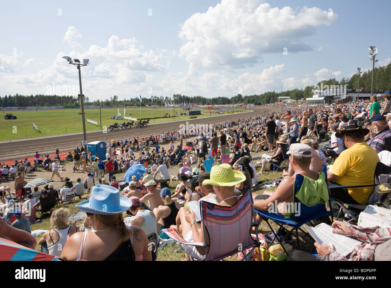 crowd of spectators at trotting race in Lappeenranta Finland Stock ...