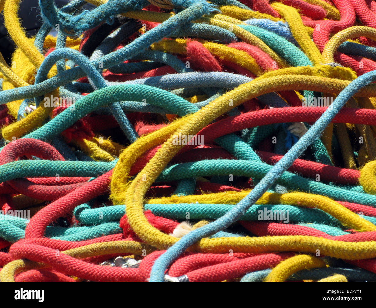 detail of colourful ropes used on fishing boats in port Stock Photo - Alamy