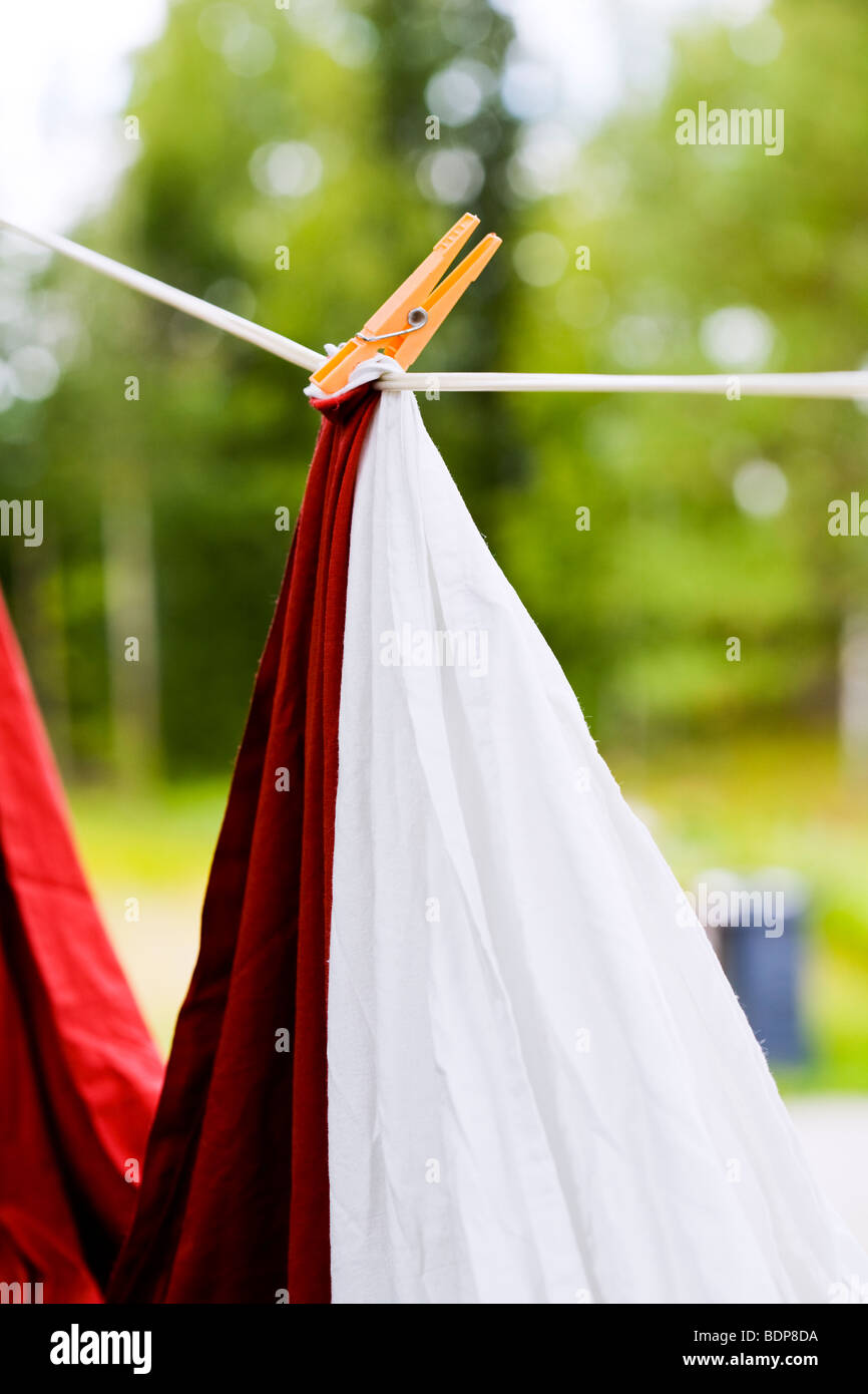 Sheets on clothes line Sweden Stock Photo - Alamy