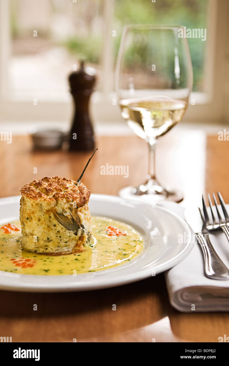 A beautiful fish souffle served in a restaurant Stock Photo - Alamy