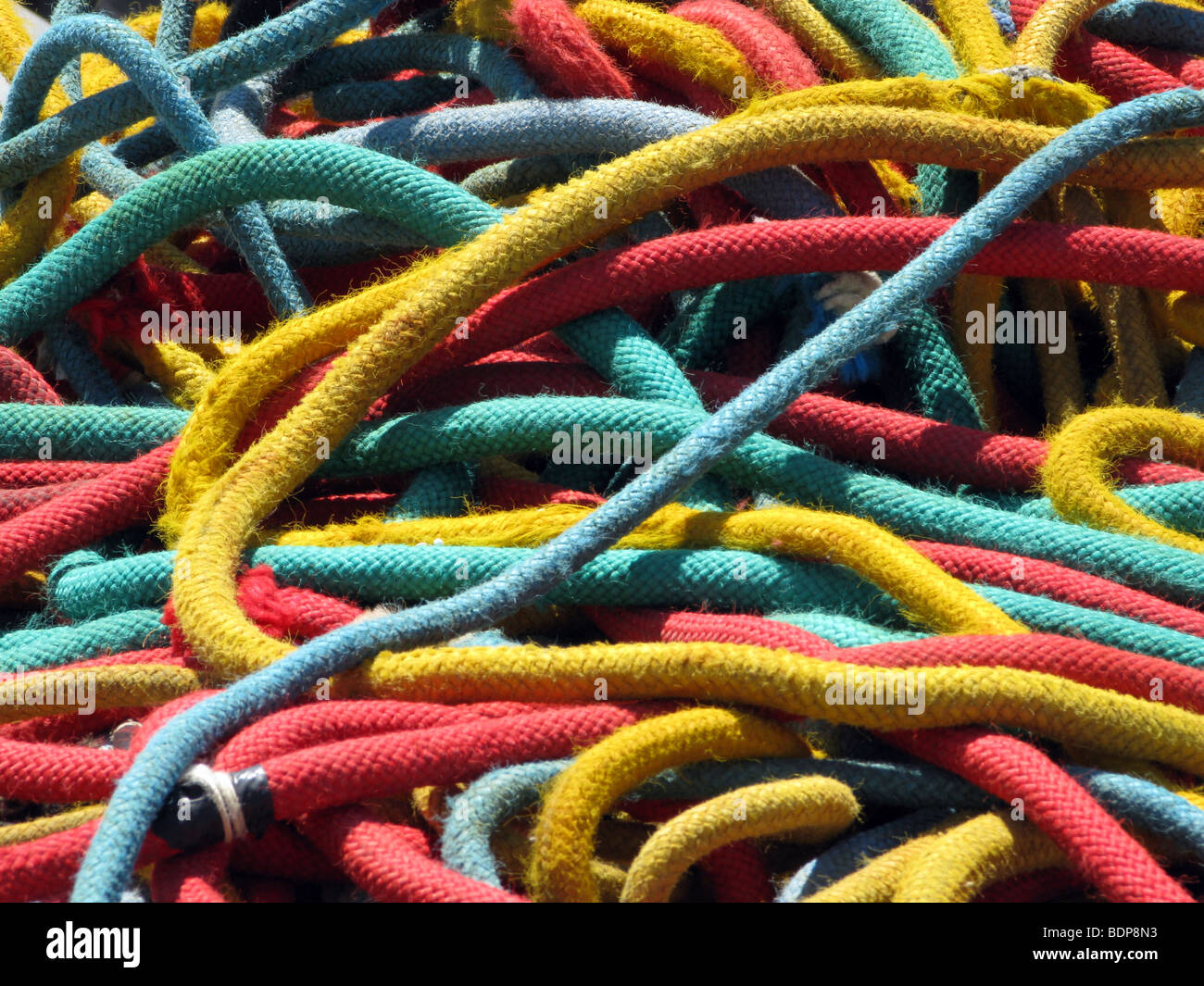 detail of colourful ropes used on fishing boats in port Stock Photo - Alamy