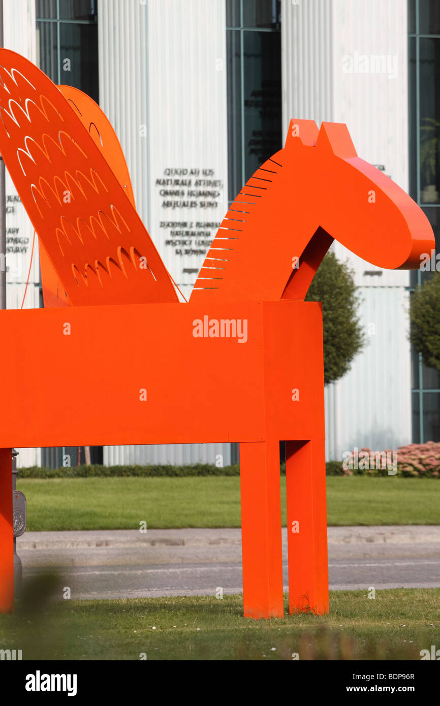 Warsaw Poland the Pegazy art installation modern Pegasus horse by ...