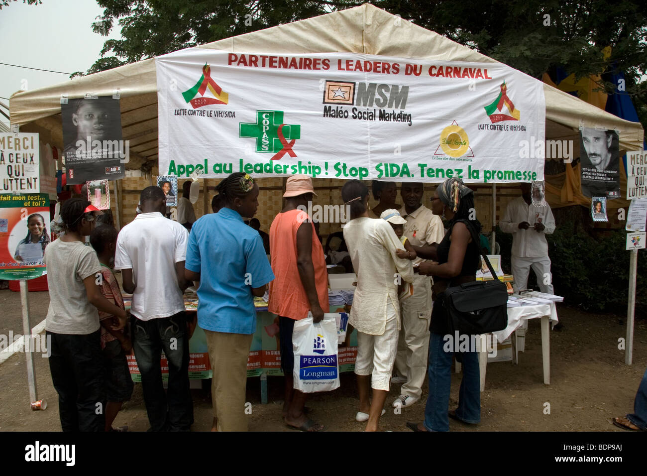 AIDS awareness stand at Carnival in Bonapriso district Douala Cameroon ...