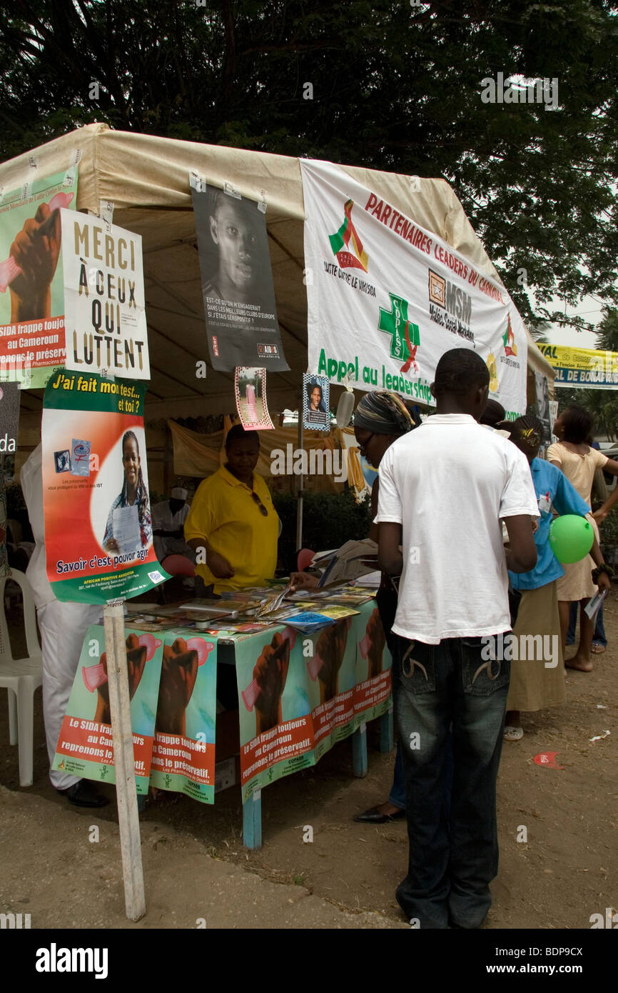 AIDS awareness stand at Carnival in Bonapriso district Douala Cameroon ...