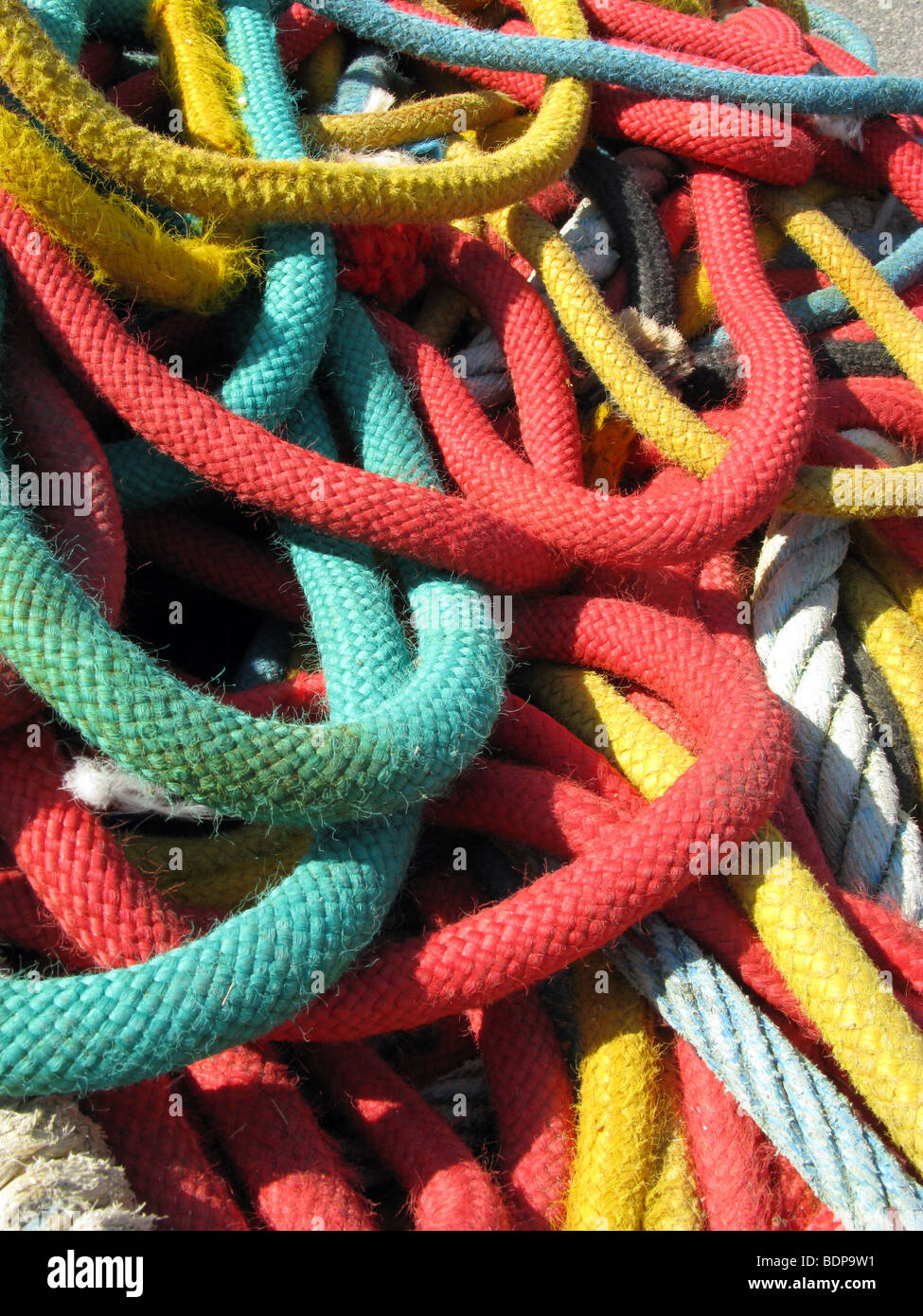 detail of colourful ropes used on fishing boats in port Stock Photo - Alamy