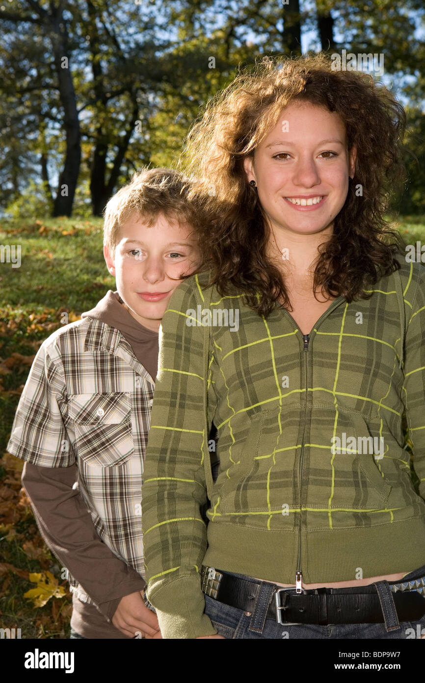 A brother and a sister in a park Sweden Stock Photo - Alamy