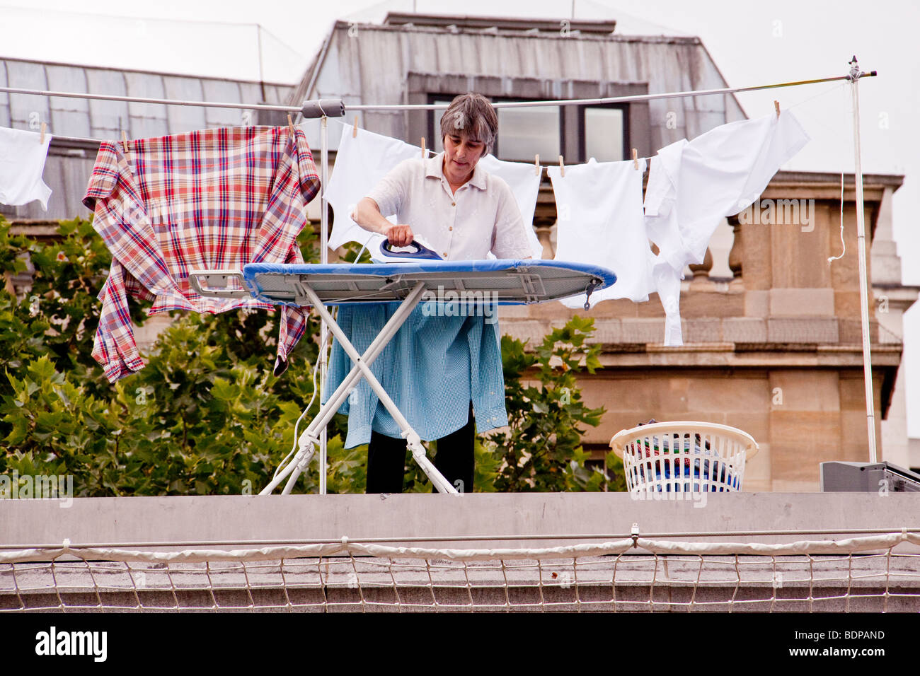Woman in performance art display, Trafalgar Square, London, UK by ...