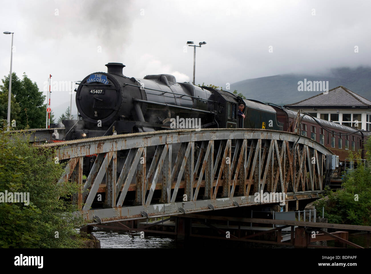 "The Jacobite" Fort William to Mallaig steam train crossing the bridge ...