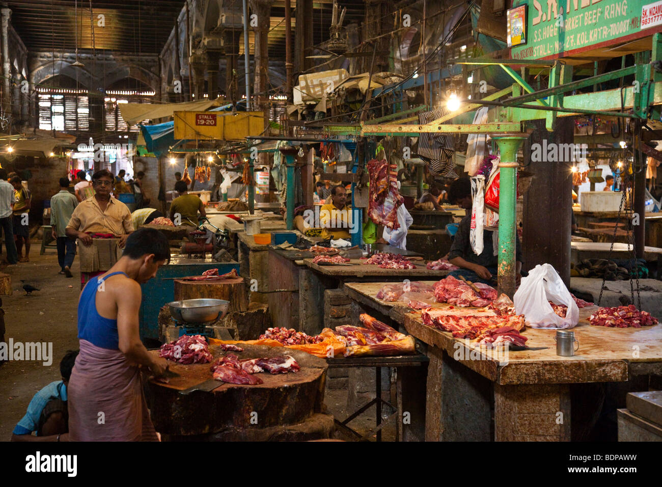 Meat Market inside Hogg Market in Calcutta India Stock Photo - Alamy
