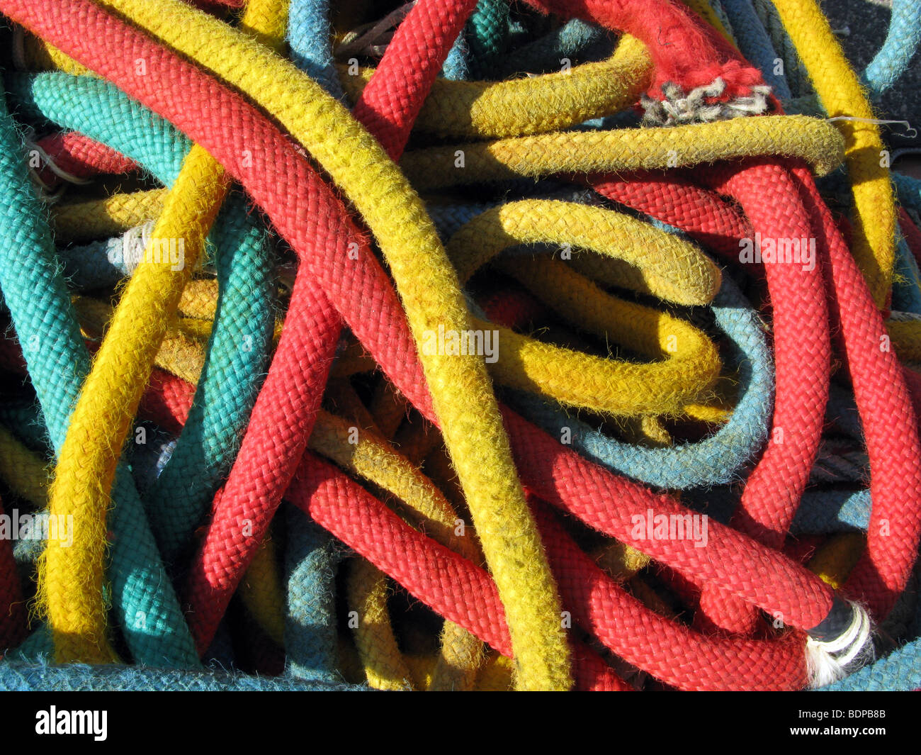 detail of colourful ropes used on fishing boats in port Stock Photo - Alamy
