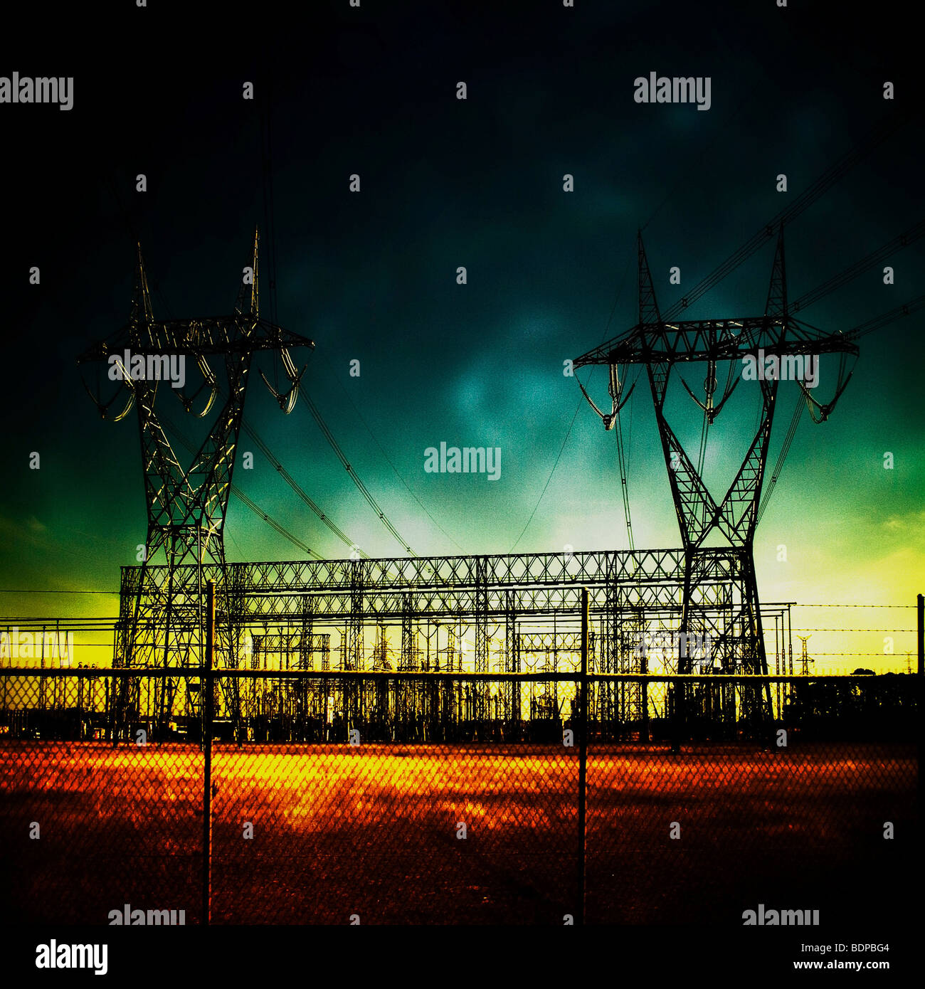 Electric sub station Stock Photo - Alamy