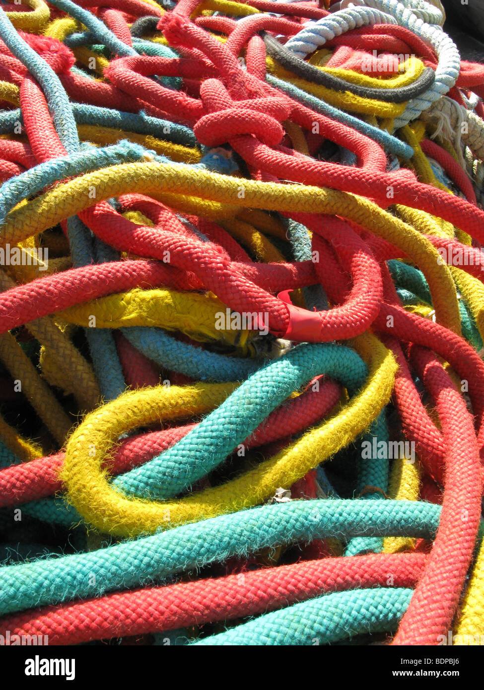 detail of colourful ropes used on fishing boats in port Stock Photo - Alamy