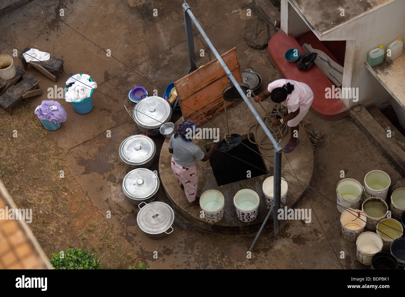 Women drawing water from well for washing clothes and cooking Yaound ...