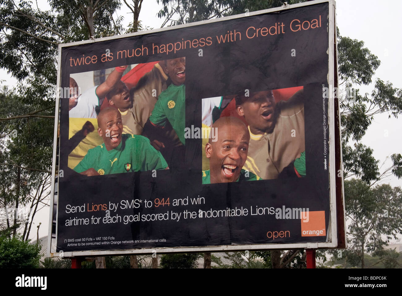Large-scale advertisement for Orange mobile phone network showing ...