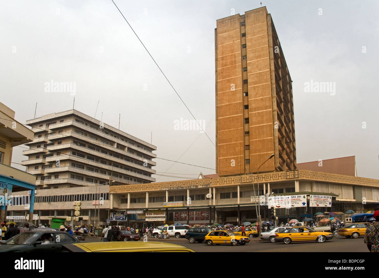 Downtown scene in commercial centre of Yaound Cameroon West Africa ...