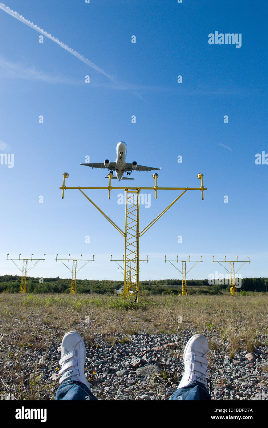 An aeroplane departuring Sweden Stock Photo - Alamy