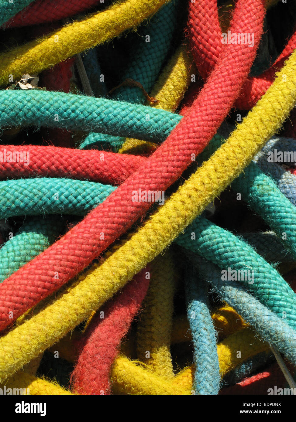 detail of colourful ropes used on fishing boats in port Stock Photo - Alamy
