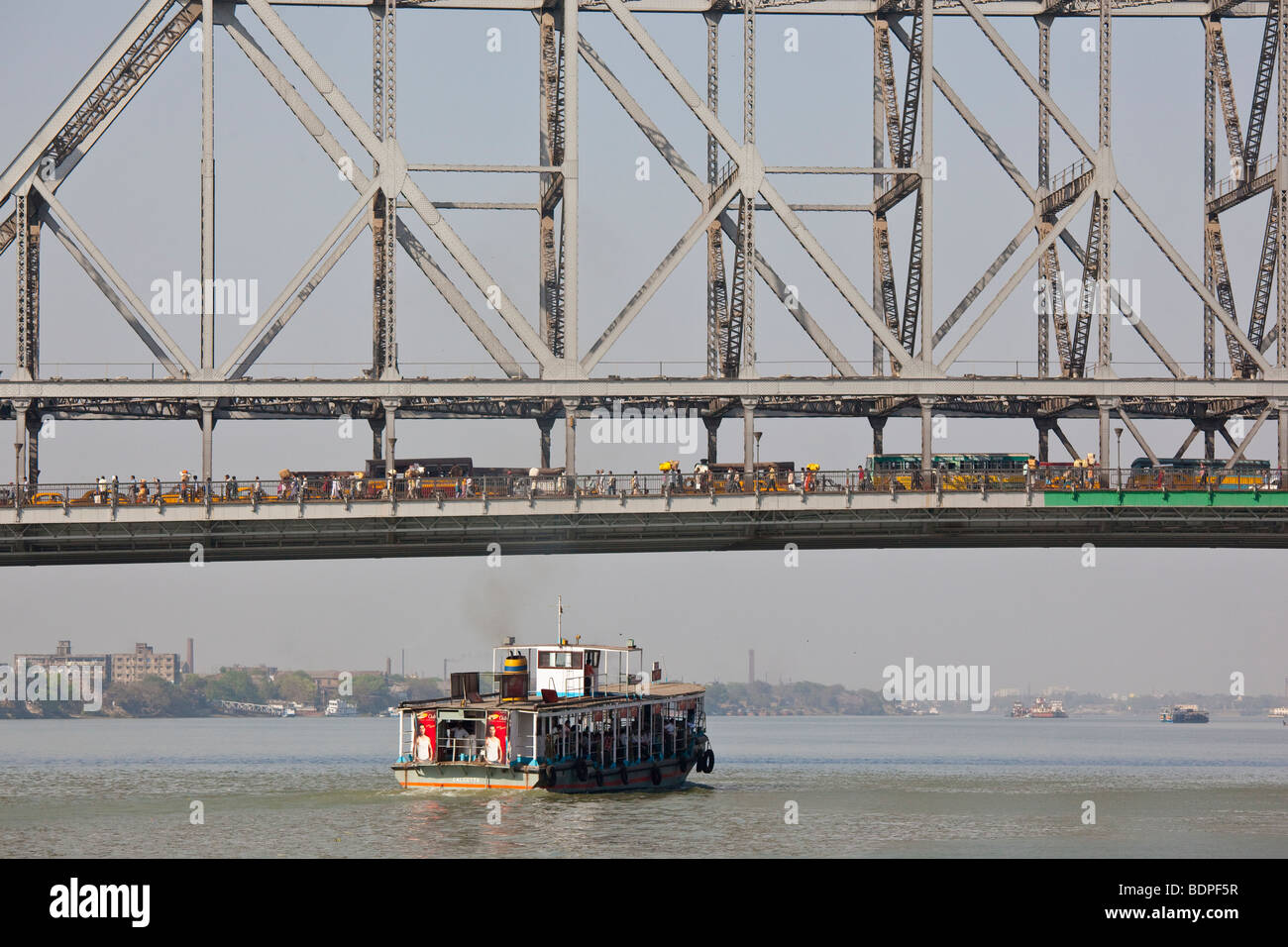 Ferryboat and the Howrah Bridge in Calcutta India Stock Photo - Alamy