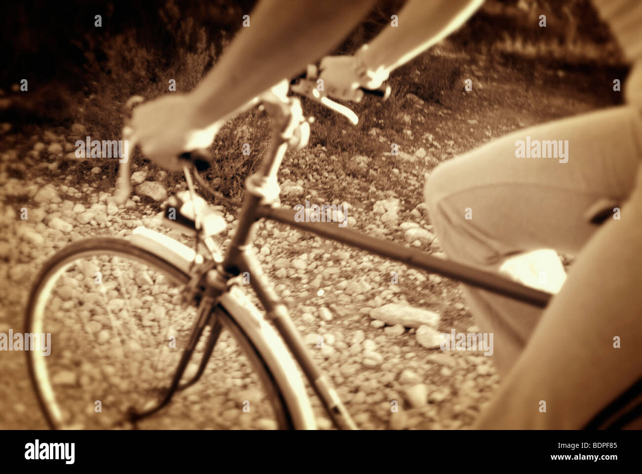 Biker riding a Bicycle Stock Photo - Alamy