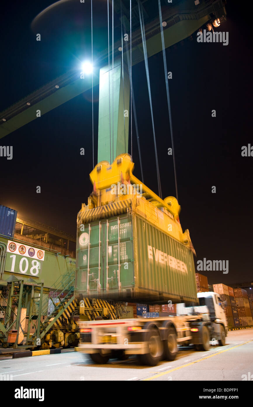 Container stack gantry crane box container teu Stock Photo - Alamy