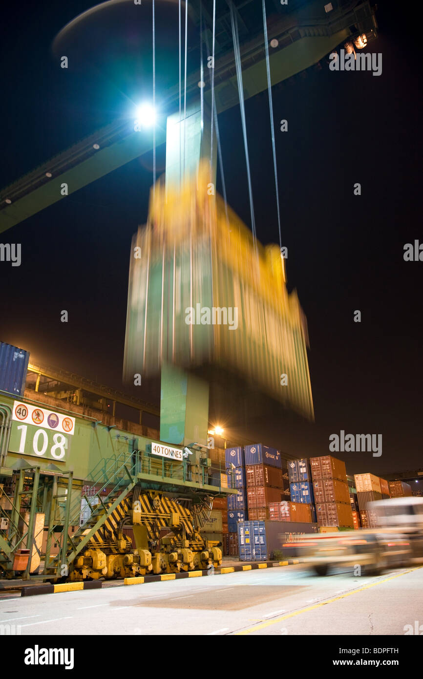 Container stack gantry crane box container teu Stock Photo - Alamy