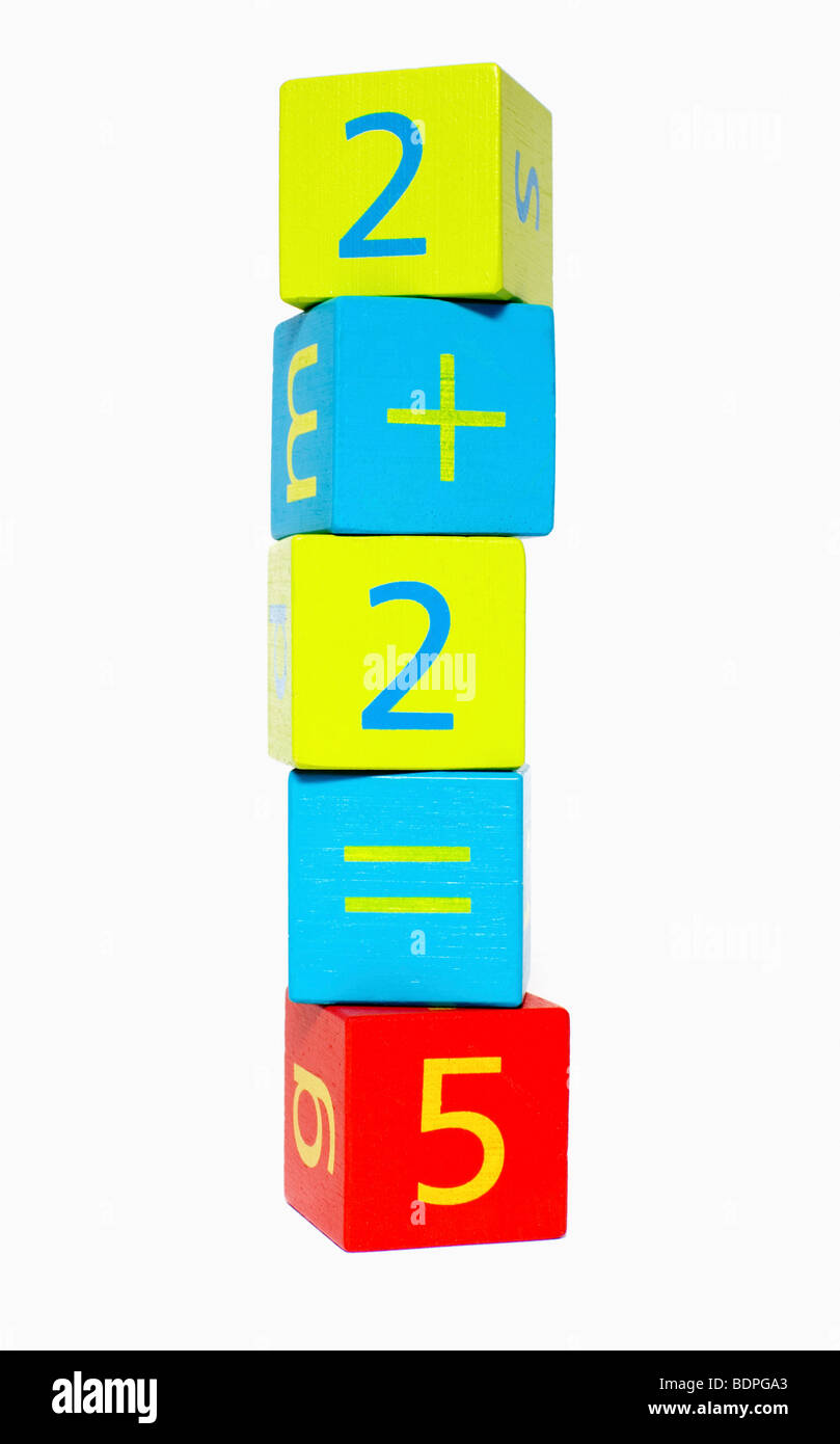 Child's building block showing an incorrect sum Stock Photo - Alamy