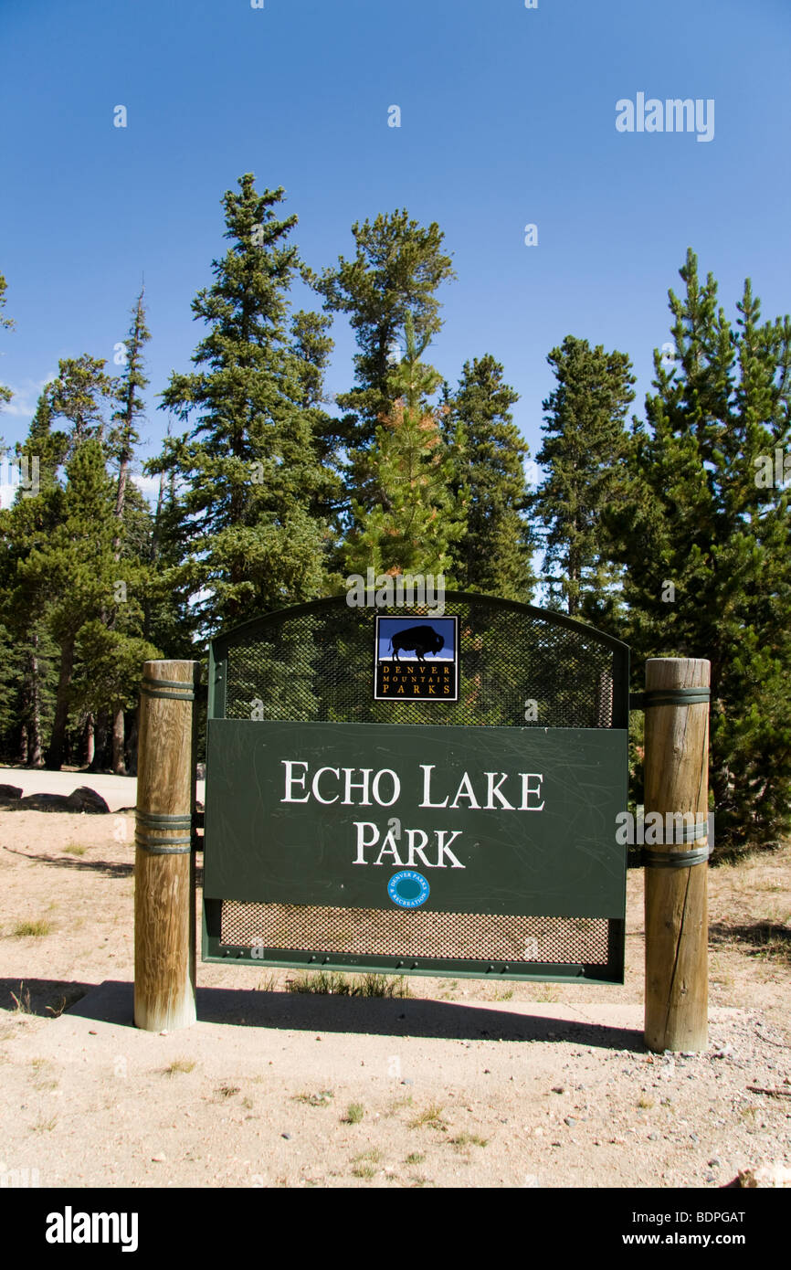 Echo Lake Park signpost, Colorado, USA Stock Photo - Alamy