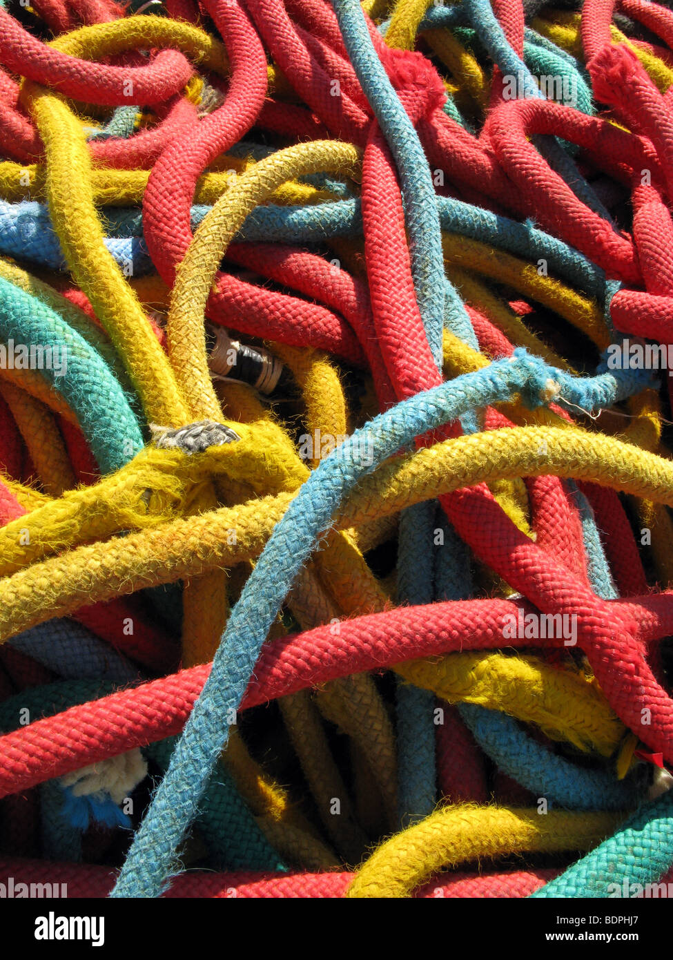detail of colourful ropes used on fishing boats in port Stock Photo - Alamy