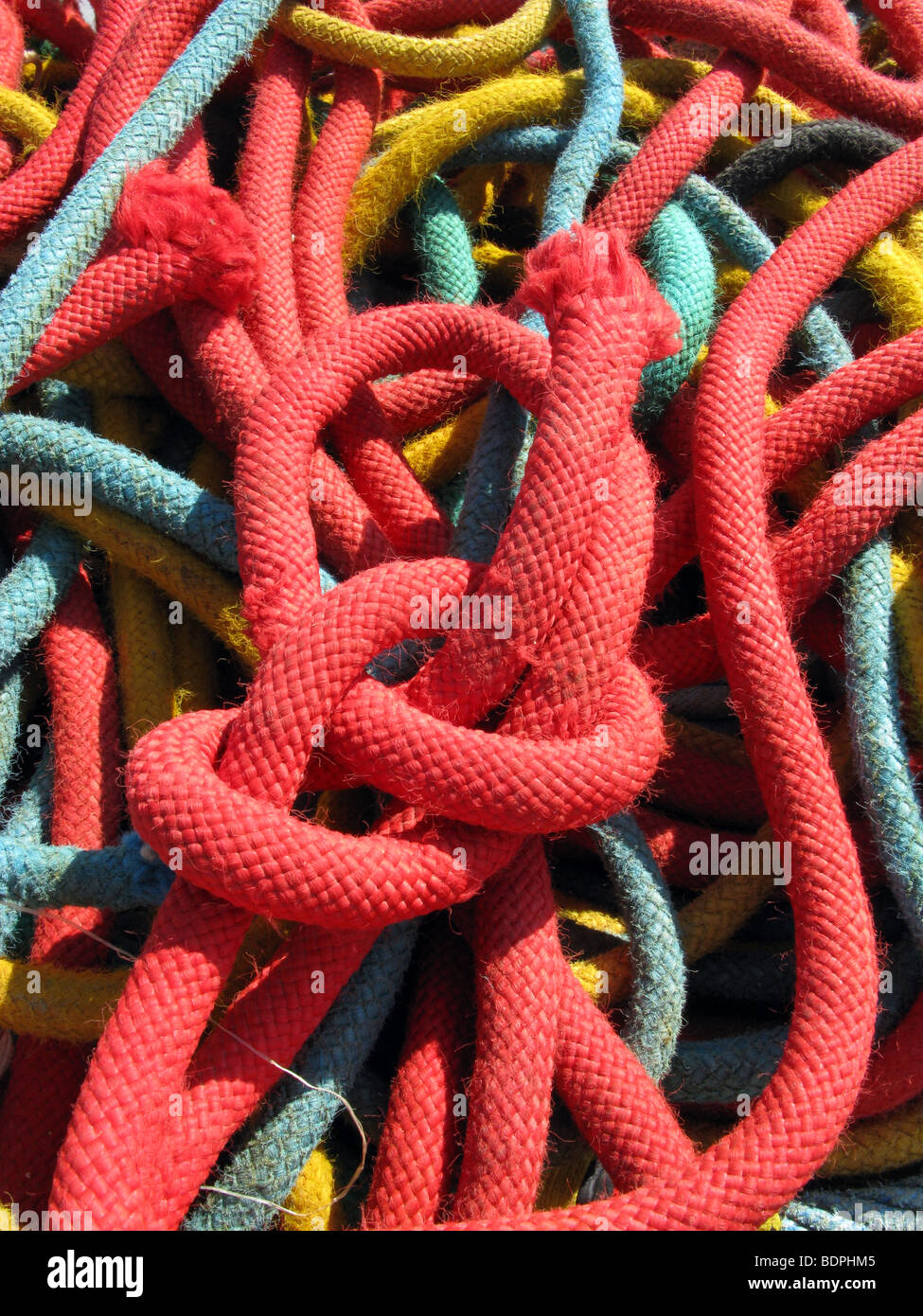 detail of colourful ropes used on fishing boats in port Stock Photo - Alamy