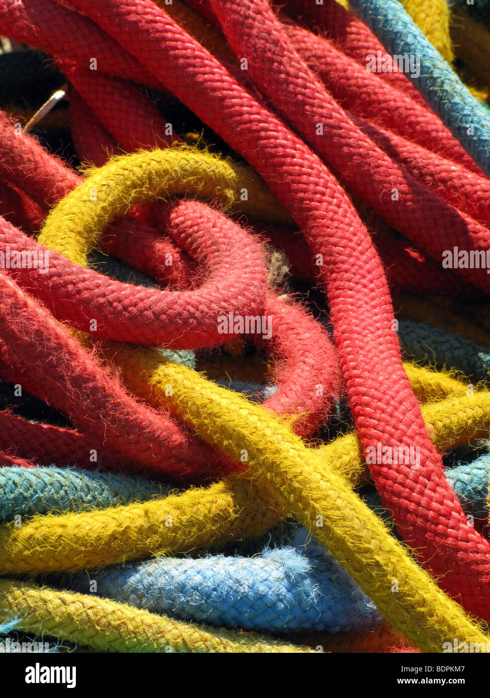 detail of colourful ropes used on fishing boats in port Stock Photo - Alamy