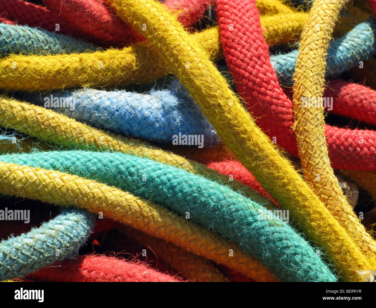 detail of colourful ropes used on fishing boats in port Stock Photo - Alamy